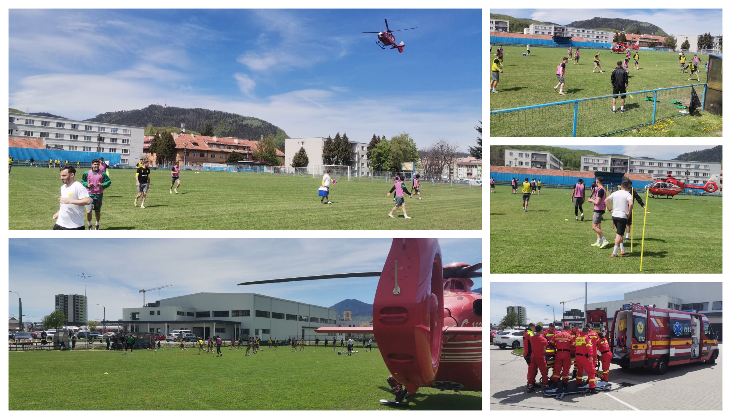 Antrenamentul echipei FC Brașov, oprit de un elicopter SMURD