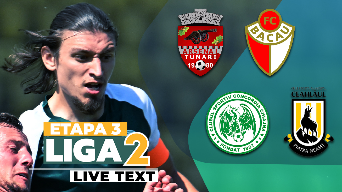 CS Tunari - FC Bacău și Concordia - Ceahlăul se joacă în etapa 3 a Ligii 2