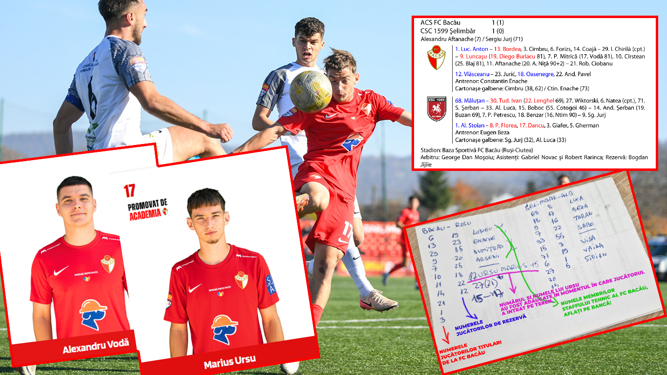 Fals în raportul de joc scris de arbitrul meciului FC Bacău - CSC Șelimbăr